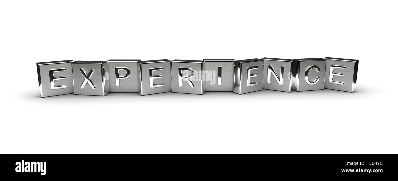 Experience Text on Metal Block (Isolated on white background Stock ...