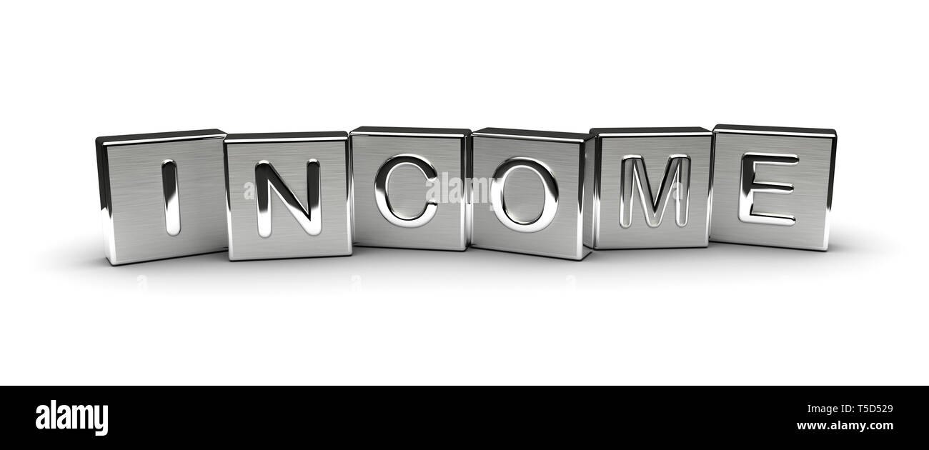 Income Text on Metal Block (Isolated on white background Stock Photo ...