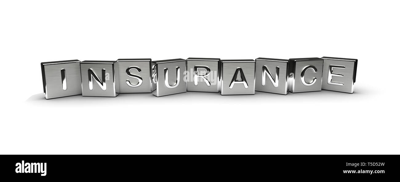 Insurance Text on Metal Block (Isolated on white background Stock Photo ...