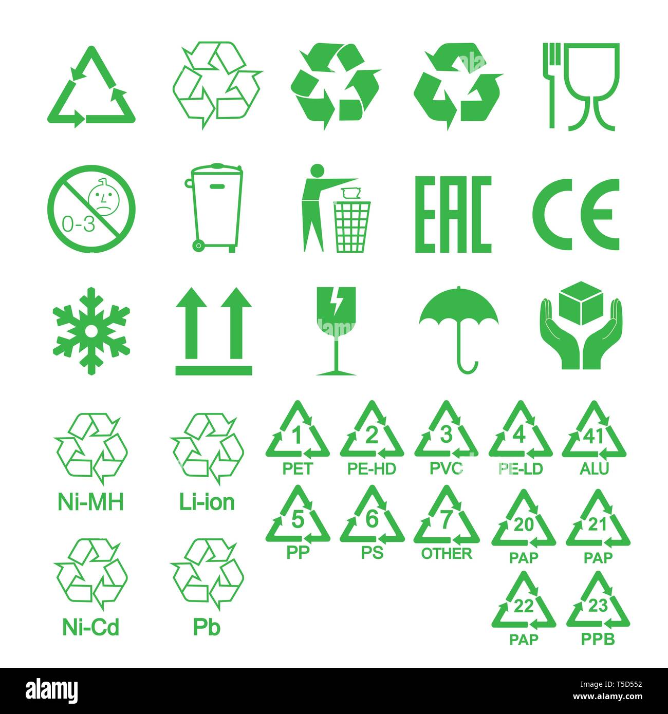 Vector illustration, flat design. Packaging icons, package signs set ...