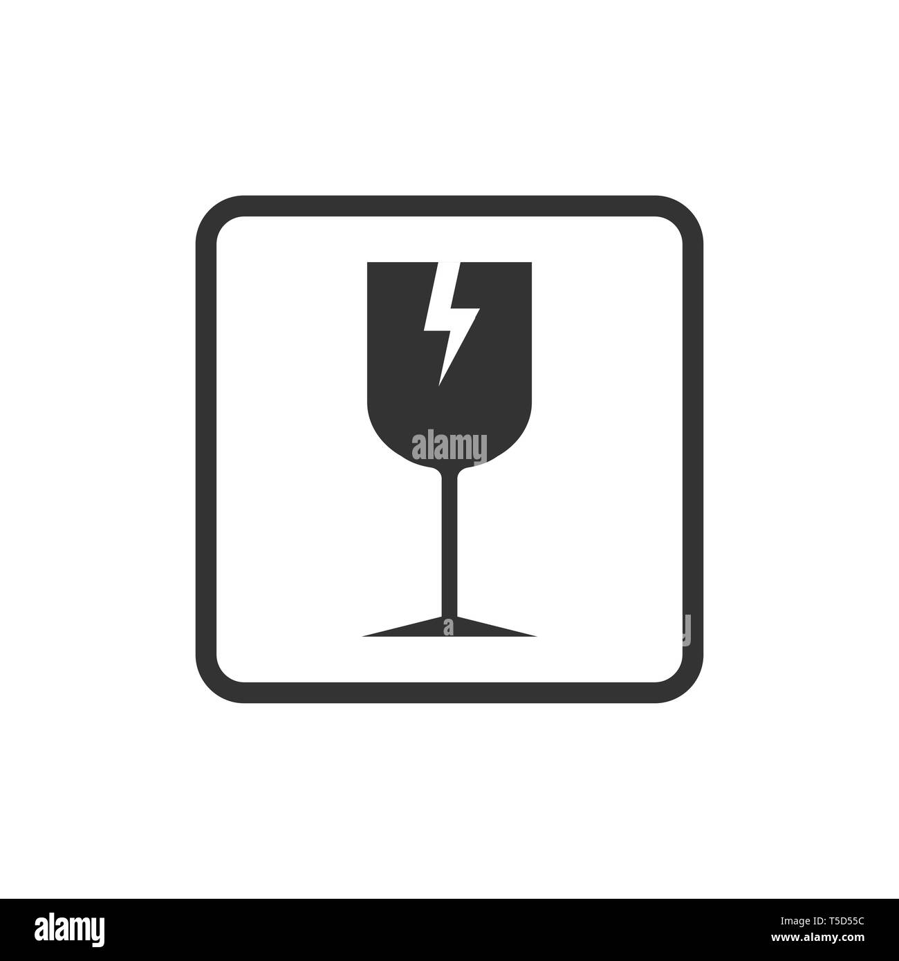 Vector illustration, flat design. Fragile packaging icon Stock Vector ...