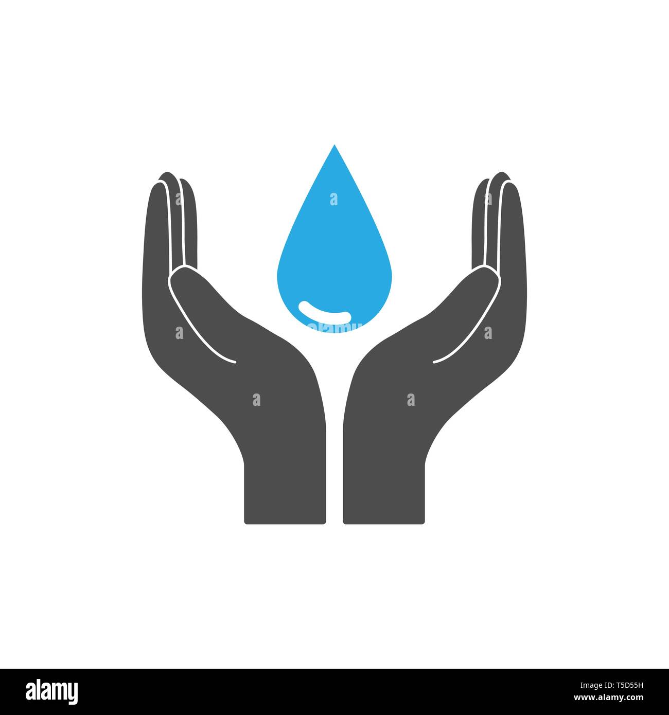 Vector Illustration Flat Design Save Water Sign Hand Holds Water