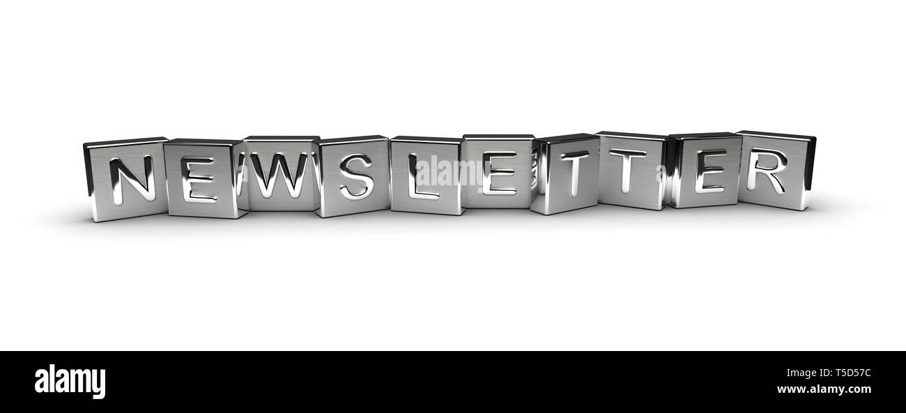 Newsletter Text on Metal Block (Isolated on white background Stock ...