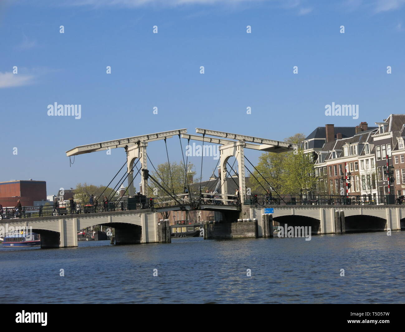 Typical Dutch style of white drawbridge, or bascule bridge, for ...