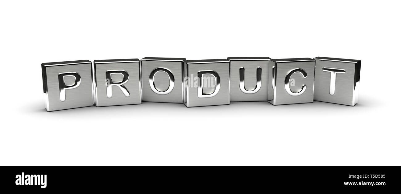 Product Text on Metal Block (Isolated on white background Stock Photo ...