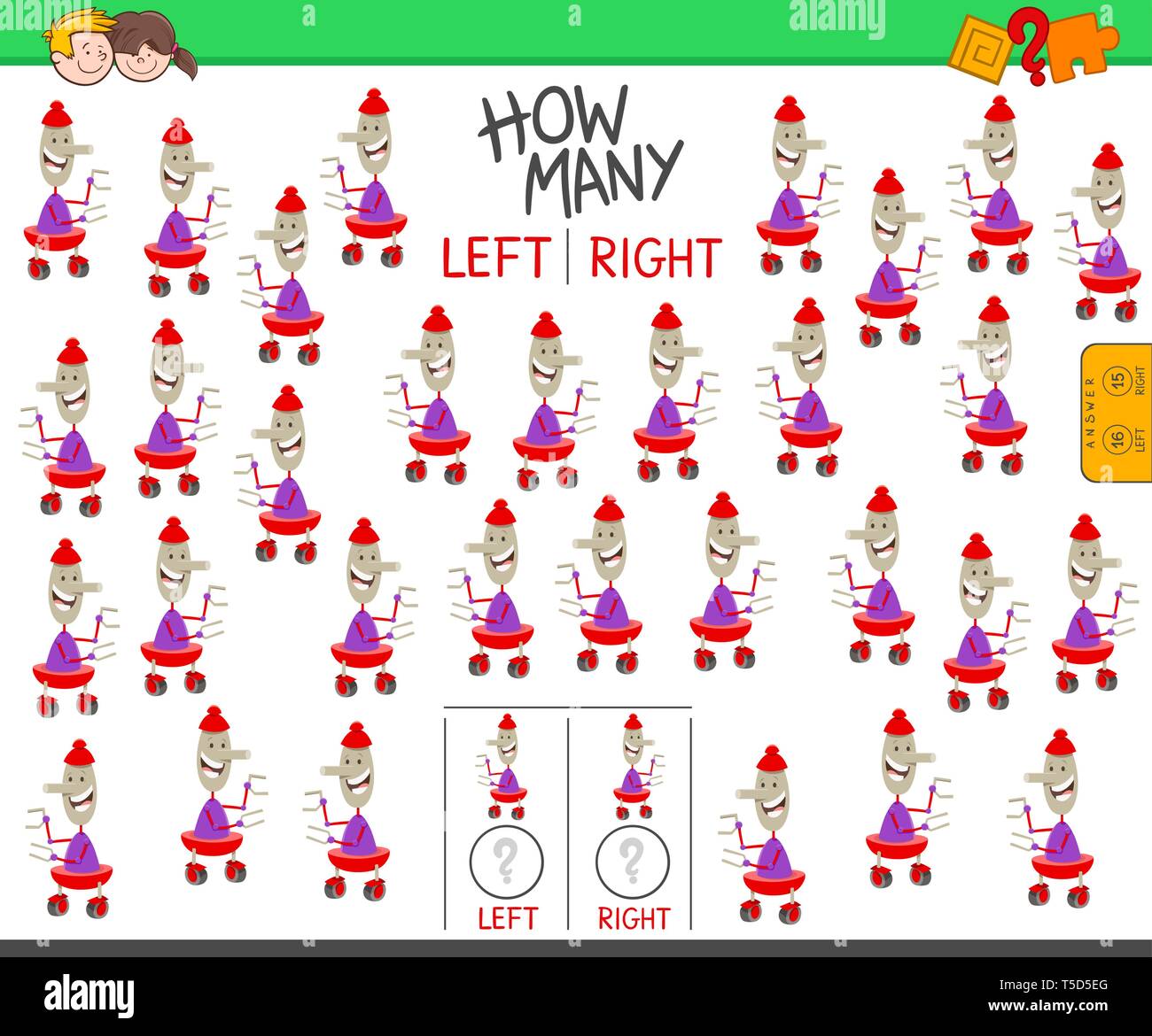 Cartoon Illustration of Educational Game of Counting Left and Right ...