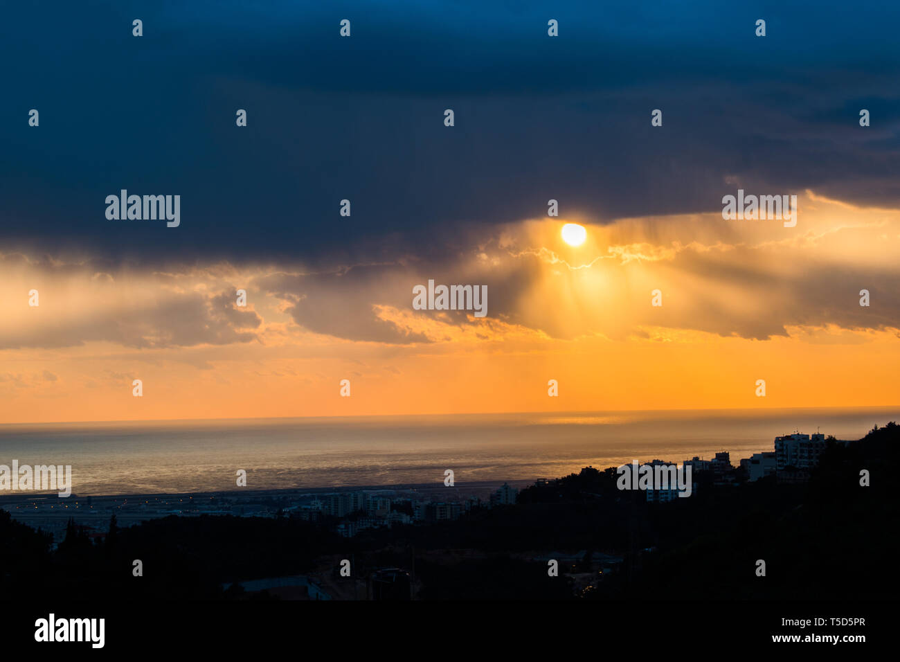 This is a capture of a sunset in Beirut and you can see the orange ...