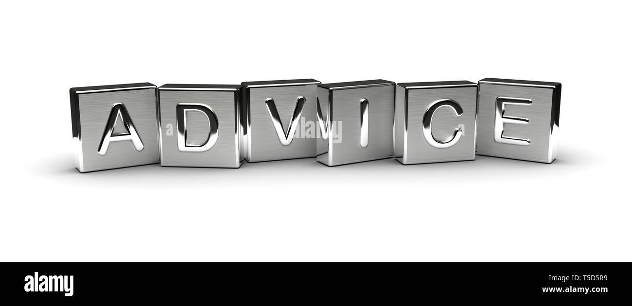Advice Text on Metal Block (Isolated on white background Stock Photo ...