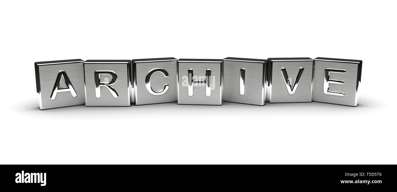 Archive Text on Metal Block (Isolated on white background Stock Photo ...
