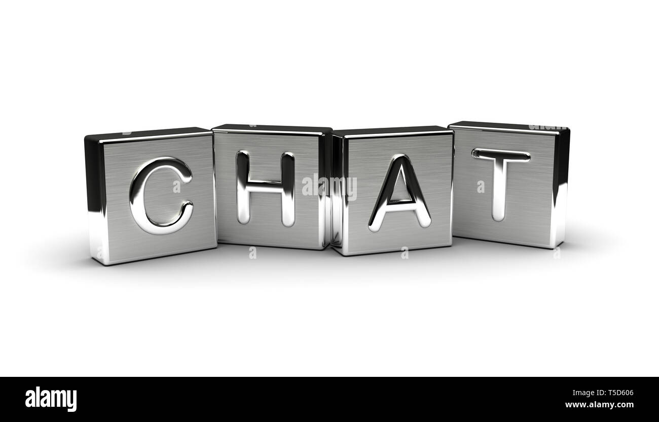 Chat Text on Metal Block (Isolated on white background Stock Photo - Alamy