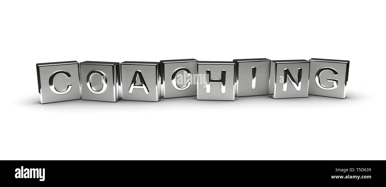 Coaching Text on Metal Block (Isolated on white background Stock Photo ...