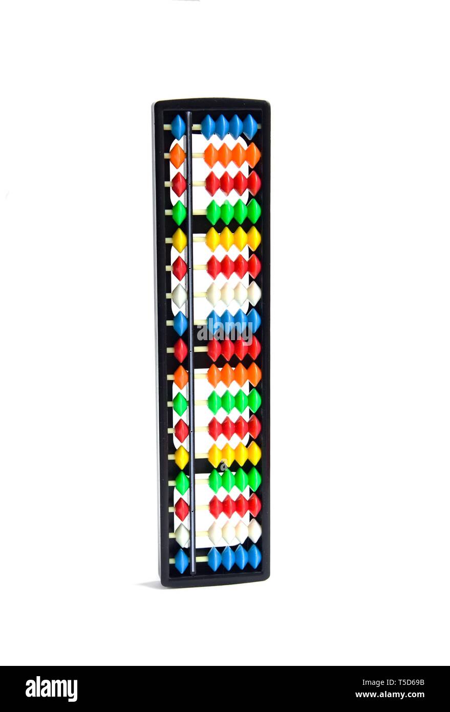 Japanese traditional calculator abacus and numbers on white Stock Photo ...