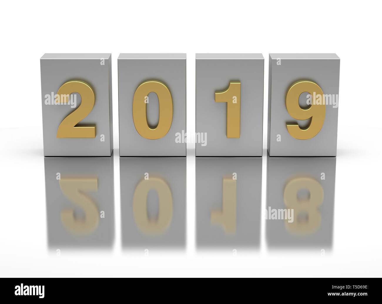 New Year 2019 and old 2018 on white background Stock Photo - Alamy