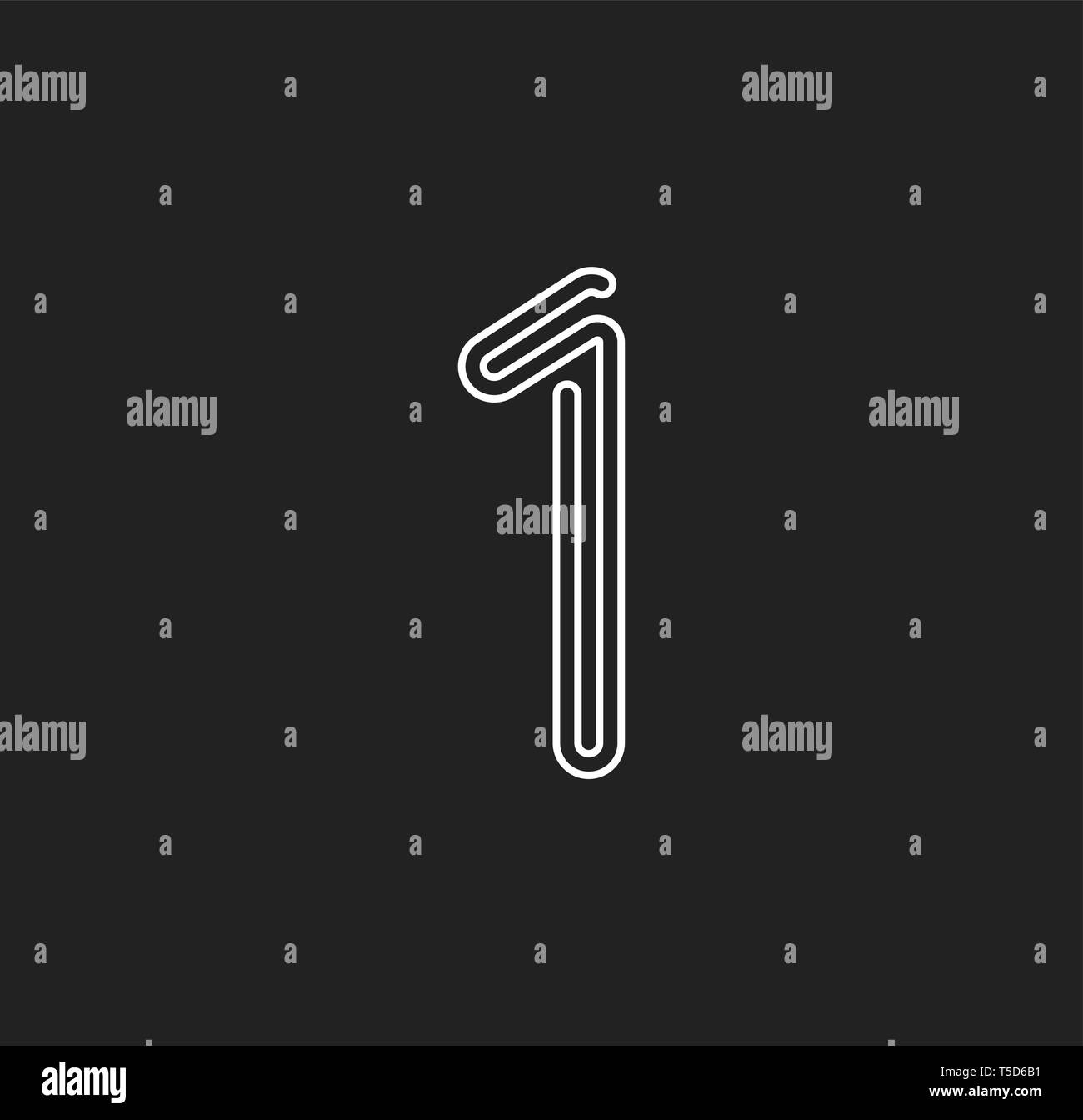 Lines number 1, thread maze style vector latin number for logo and ...