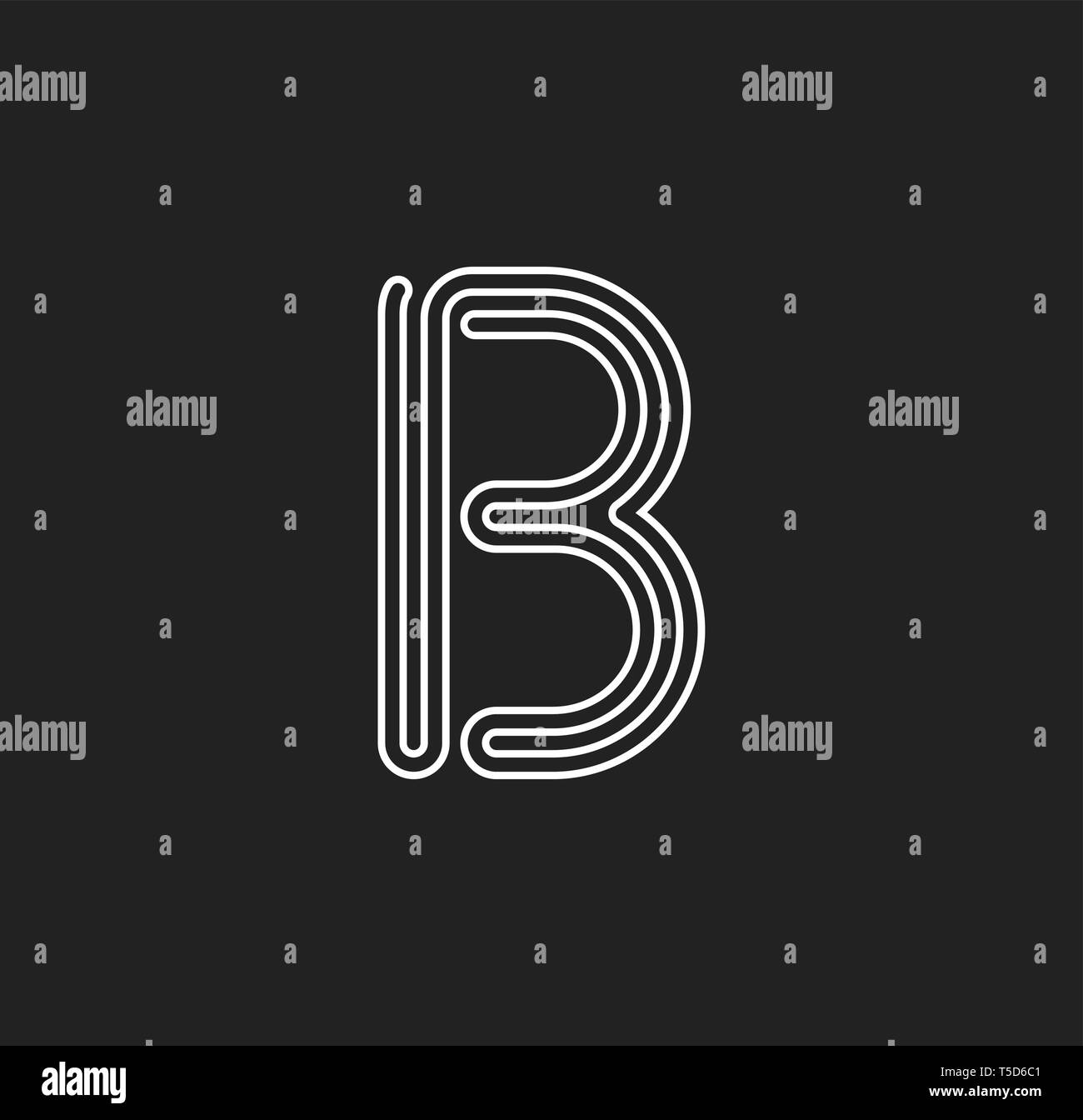 Lines letter B, thread maze style vector latin letter for logo and ...