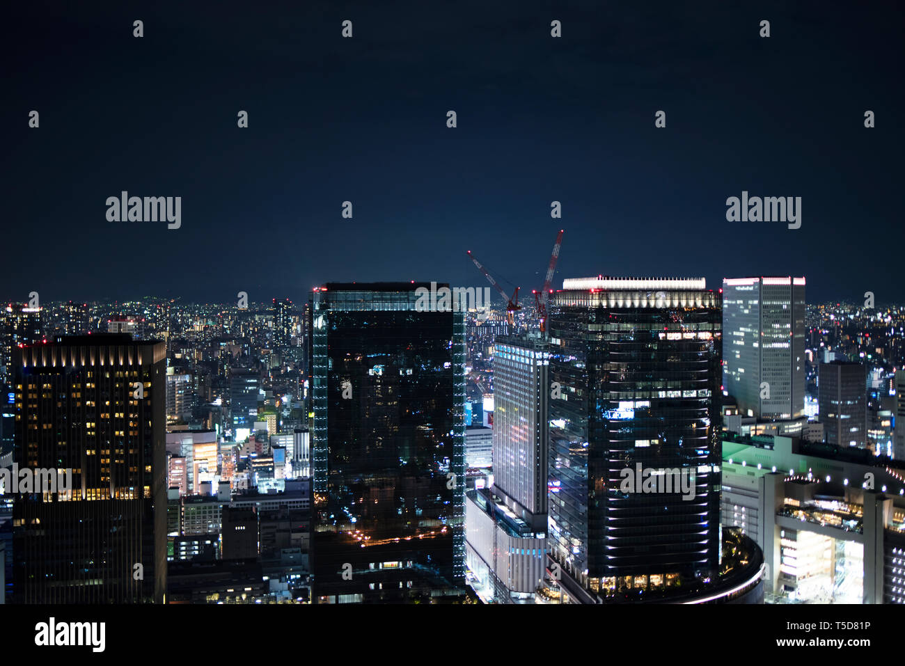 Night skyline of Osaka city. Umeda Sky Building in Japan Stock Photo ...