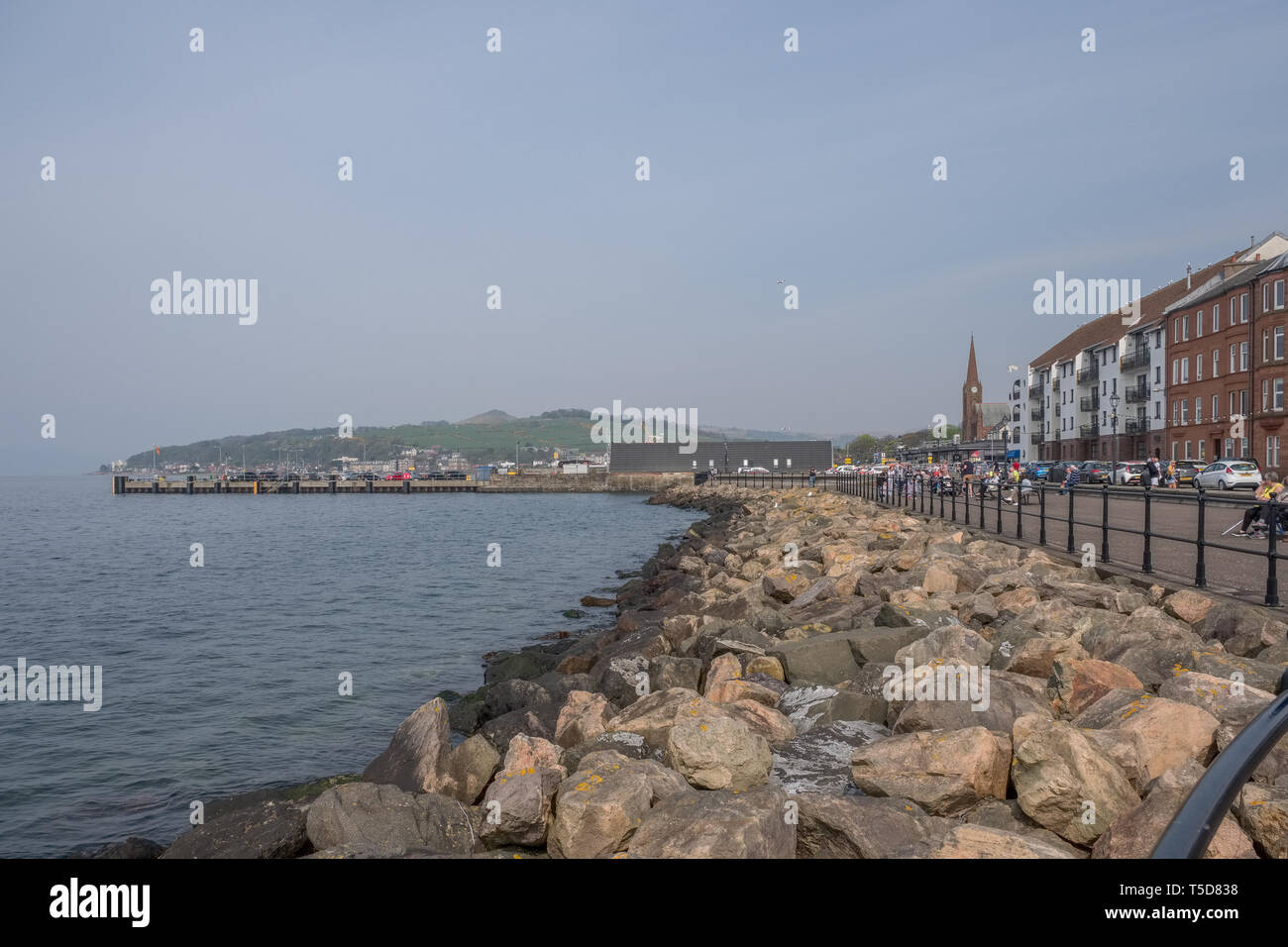 Largs, Scotland, UK - April 20, 2019: The town of Largs set on the ...
