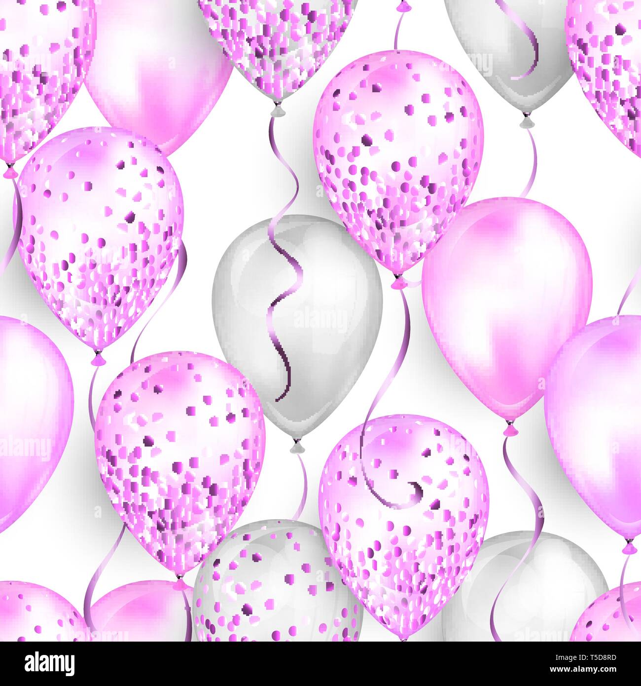 Seamless pattern made of shiny realistic 3D helium balloons for your ...
