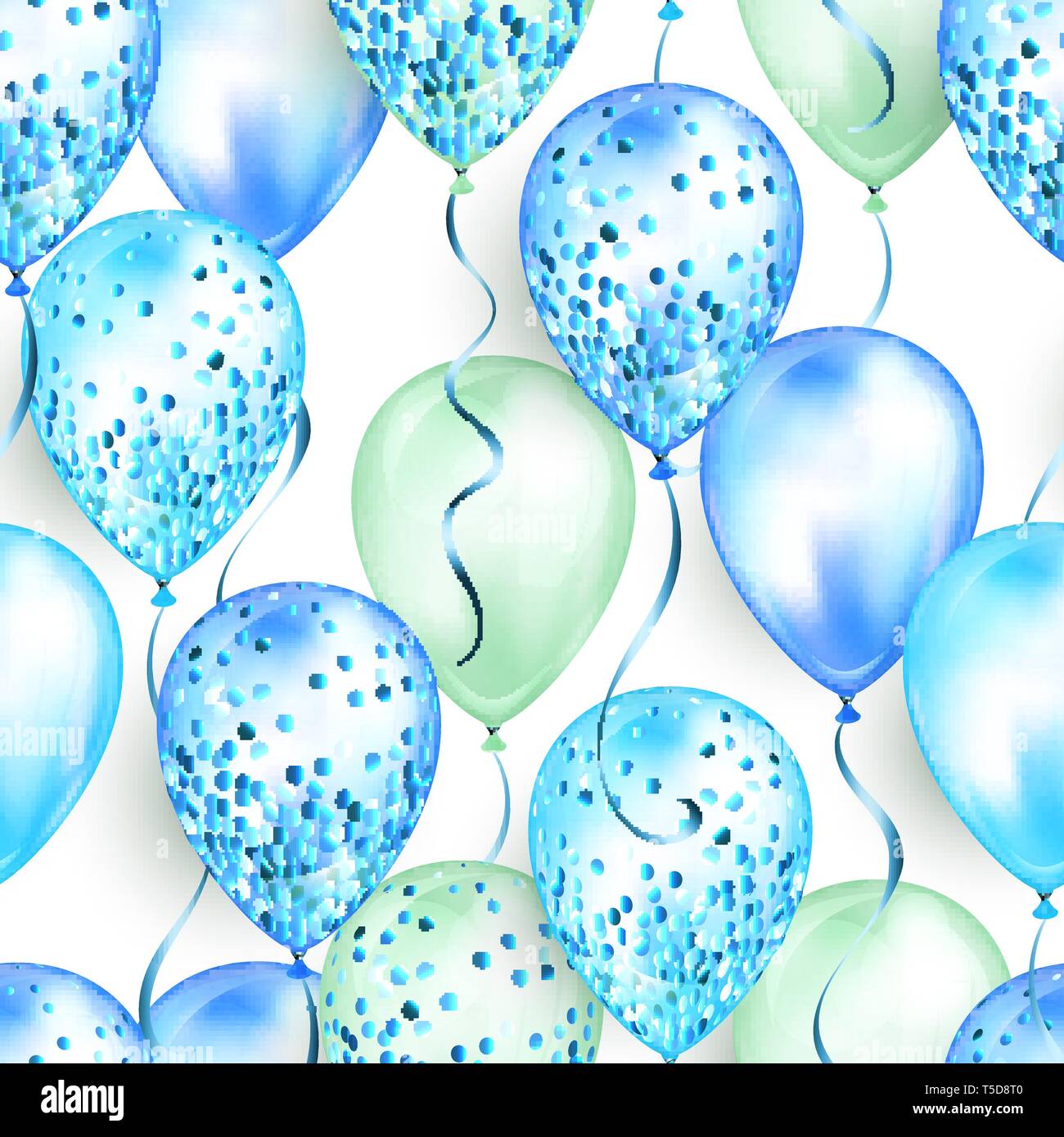 Seamless pattern made of shiny realistic 3D helium balloons for your design. Glossy balloons ...