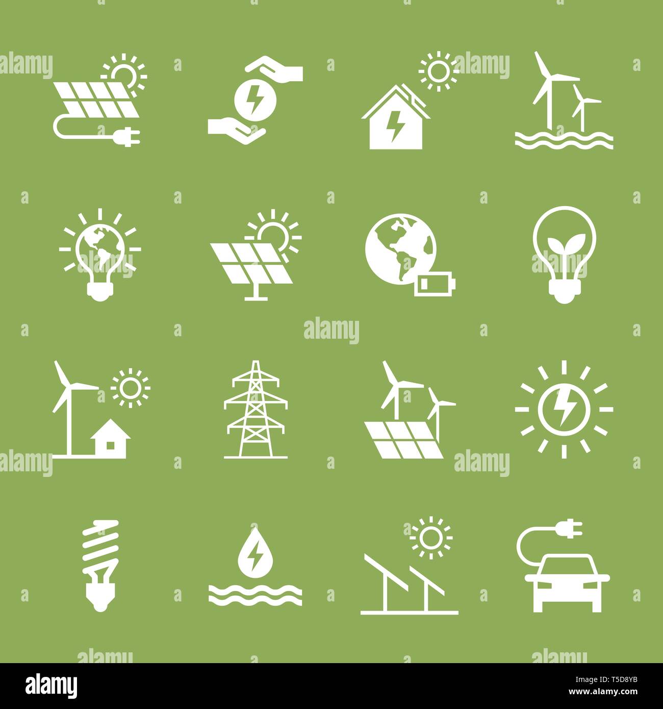 Set of eco vector icons in flat style. Eco collection with various ...