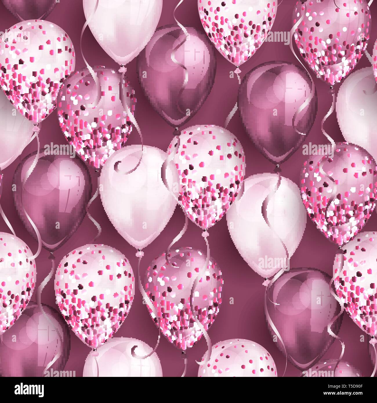 Seamless pattern made of shiny realistic 3D helium balloons for your ...