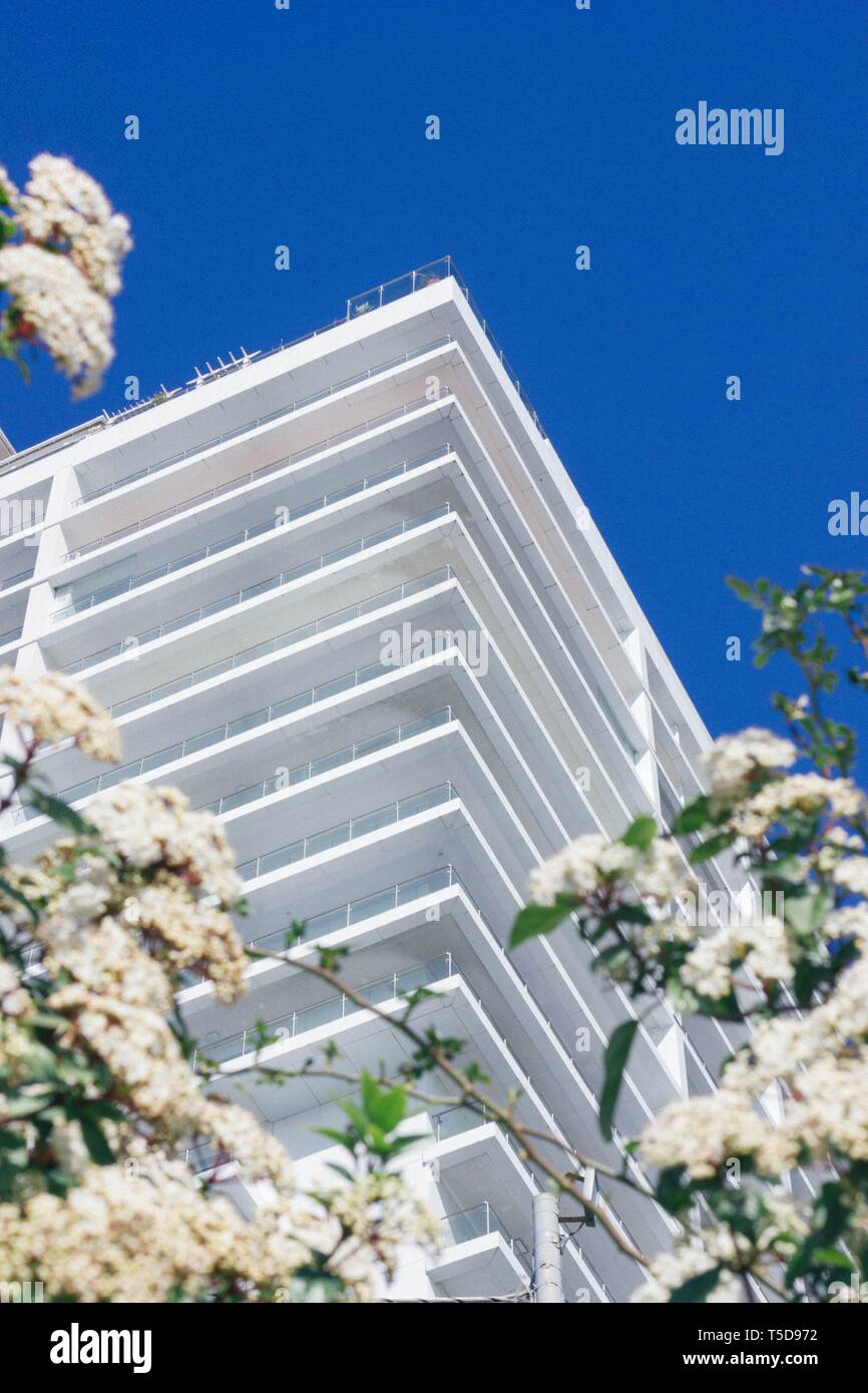 Modern hotel complex low angle shot Stock Photo - Alamy