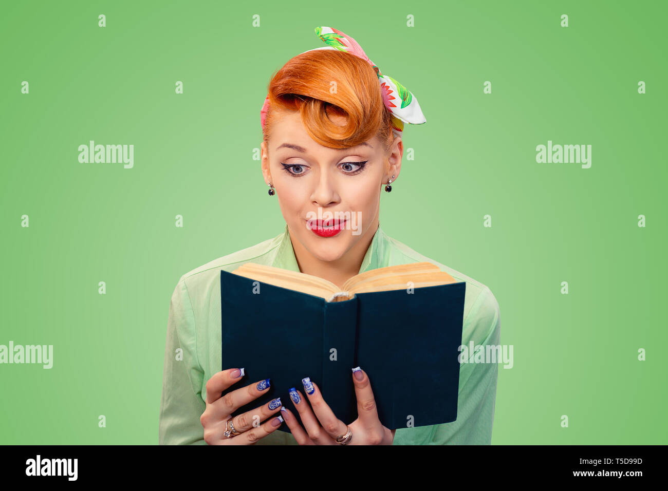 Shocking lines. Shocked amazed, surprised beautiful pinup retro hair ...