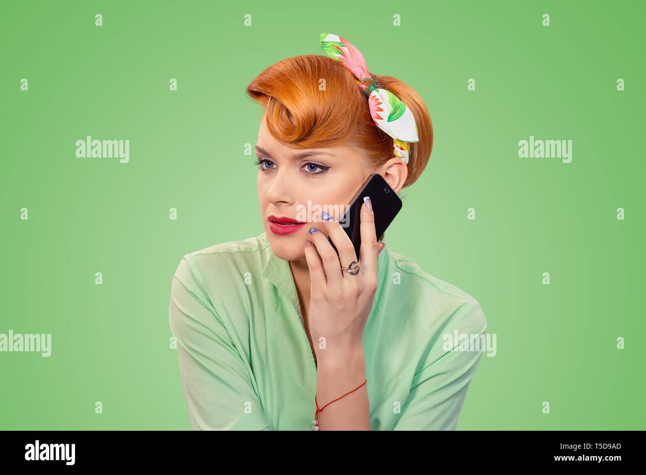 Bad news. Sad woman on cell phone. Closeup portrait headshot of ...