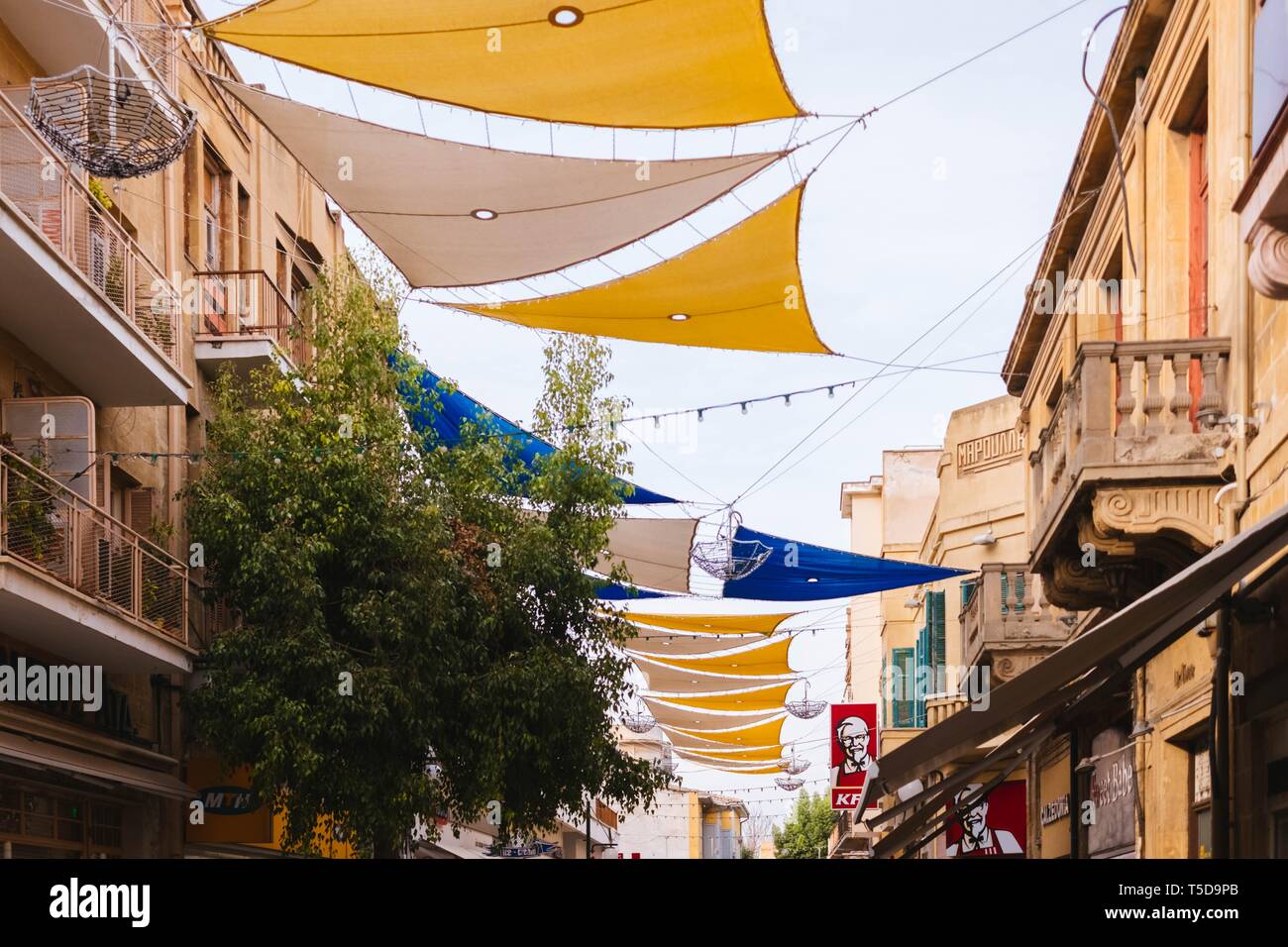 Colorful street decorations Stock Photo - Alamy