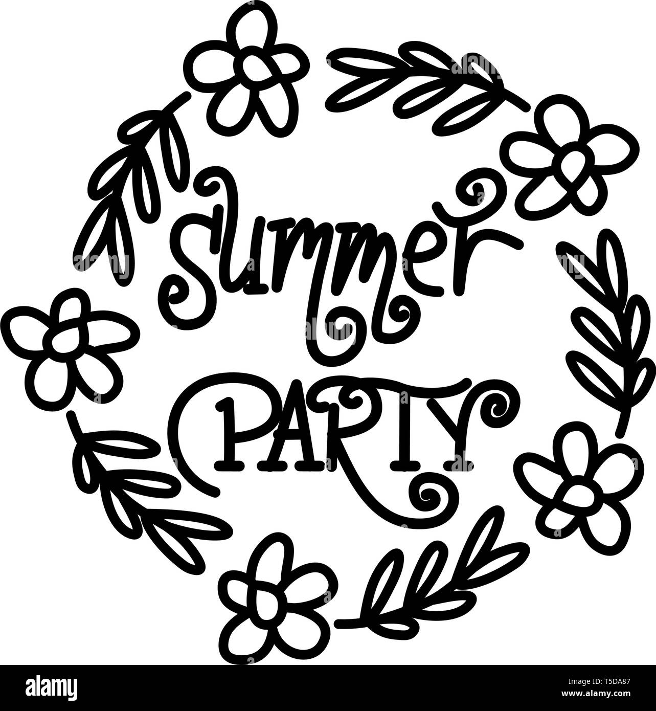 Summer Party Script text Design Template Vector Stock Vector Image ...