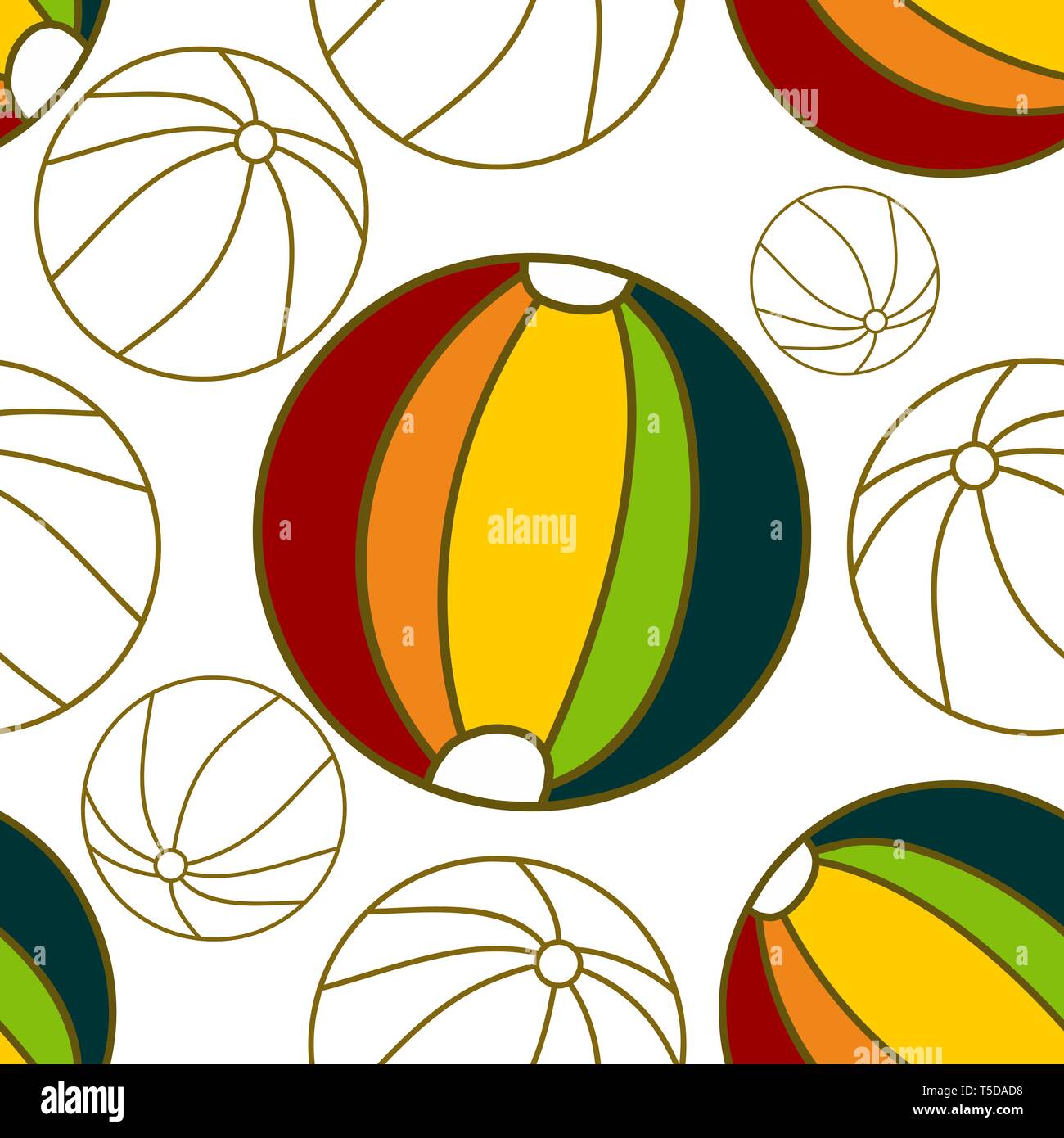 Ball Beach Pattern Seamless Design Template Vector Stock Vector Image ...