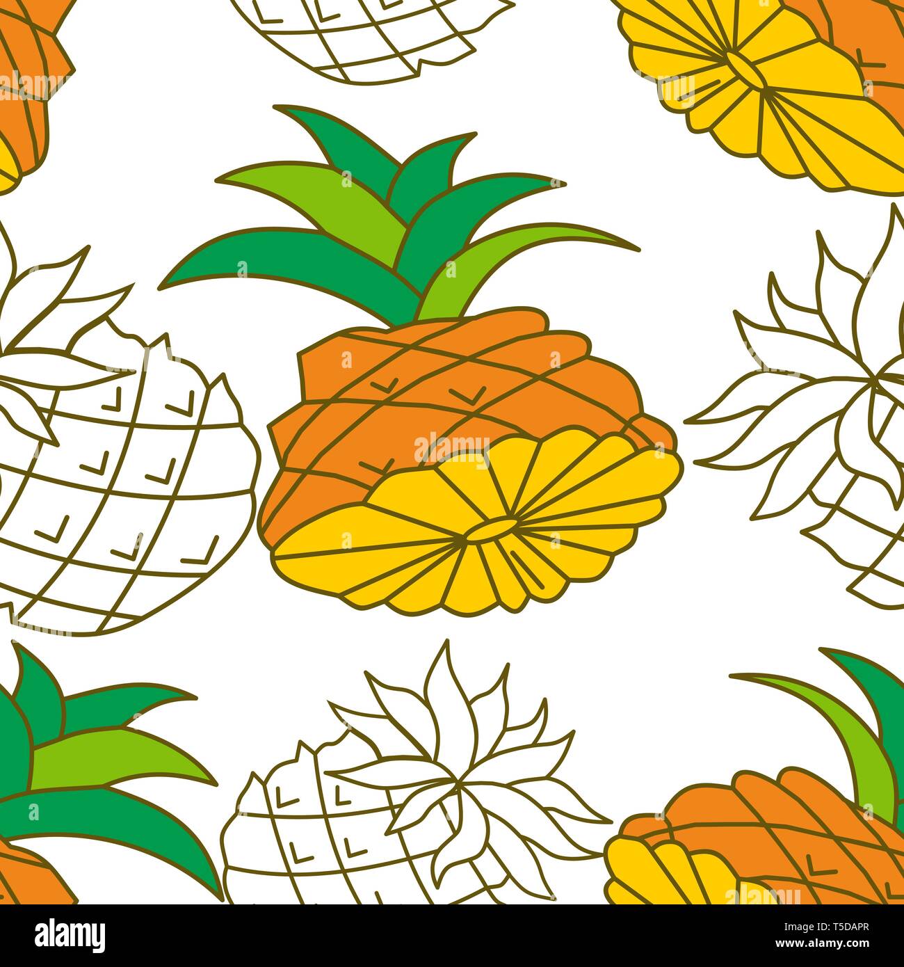 Pineapple Fruit Pattern Seamless Vector Template Stock Vector Image ...