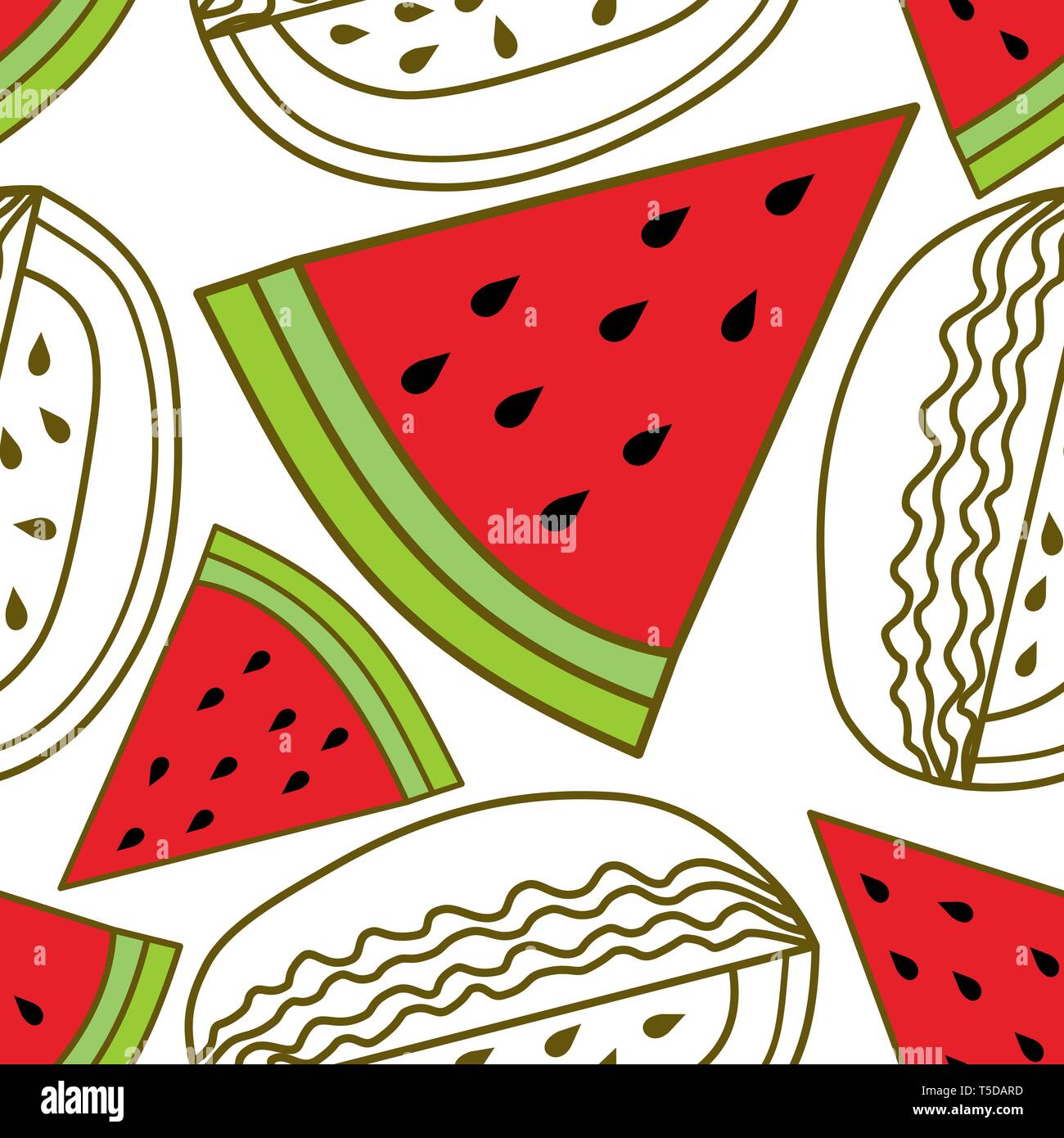 Watermelon Fruit Pattern Seamless Vector Template Stock Vector Image ...
