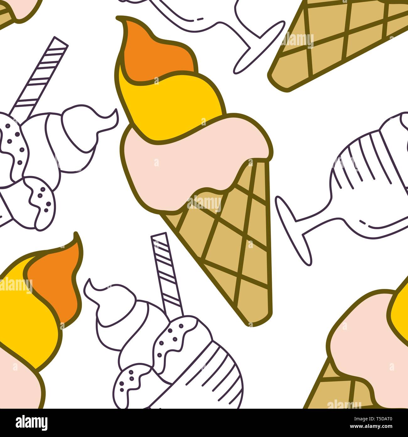 Ice Cream Pattern Seamless Vector Template Stock Vector Image & Art - Alamy