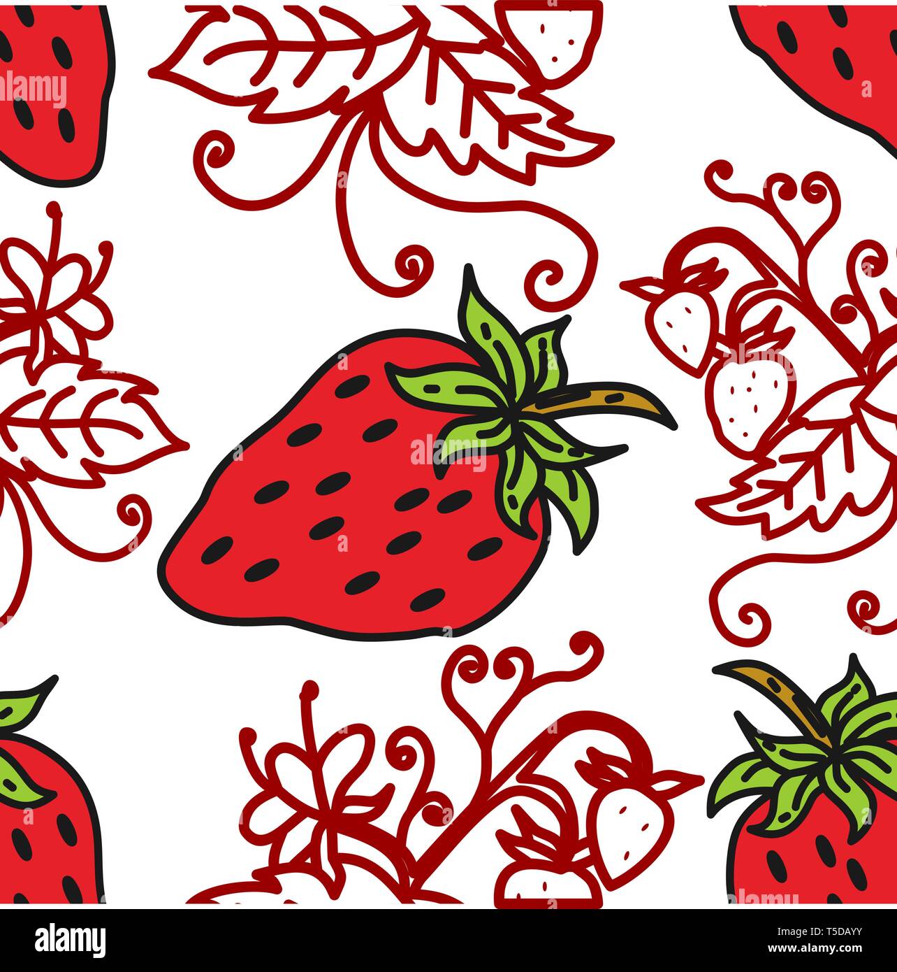 Strawberry Fruit Pattern Seamless Vector Template Stock Vector Image ...