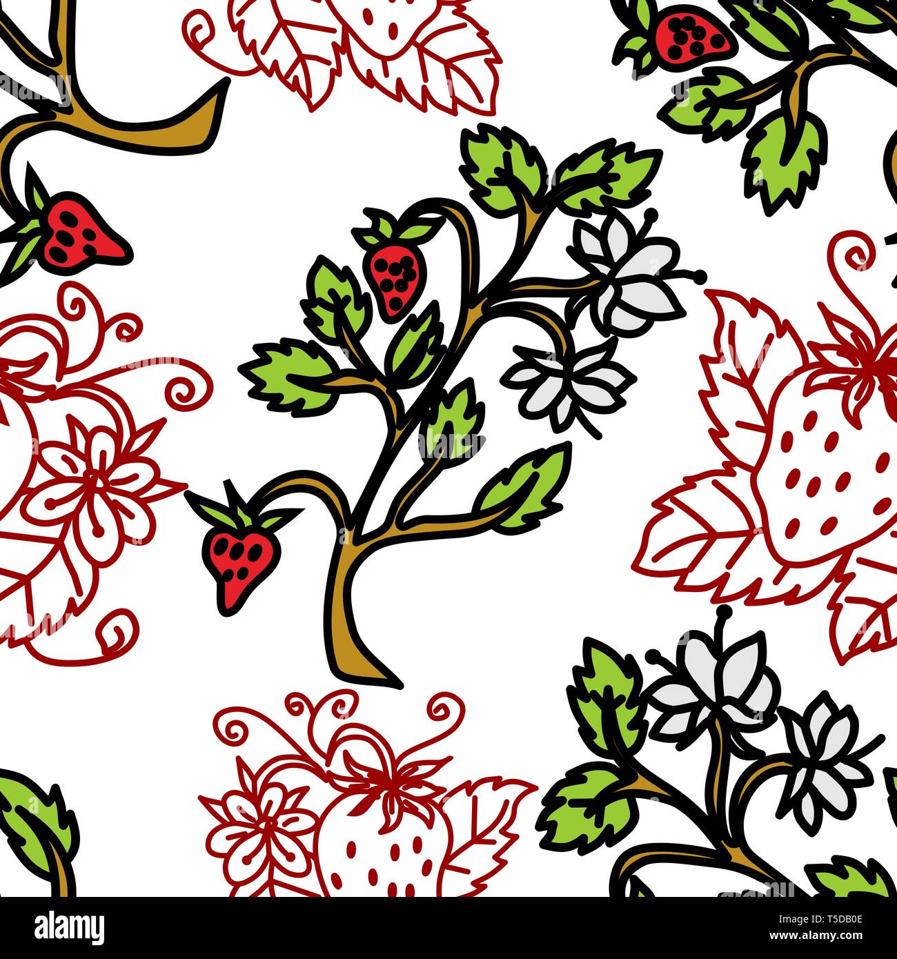 Strawberry Fruit Pattern Seamless Vector Template Stock Vector Image ...