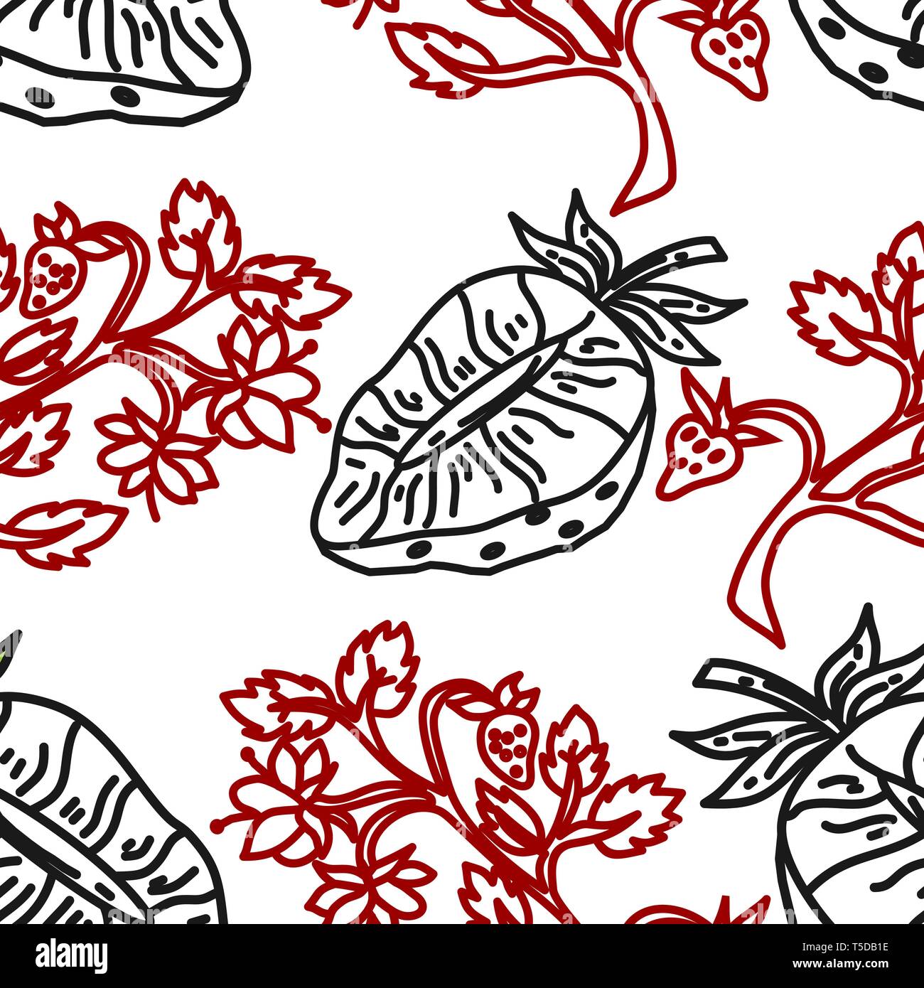 Strawberry Fruit Pattern Seamless Vector Template Stock Vector Image ...