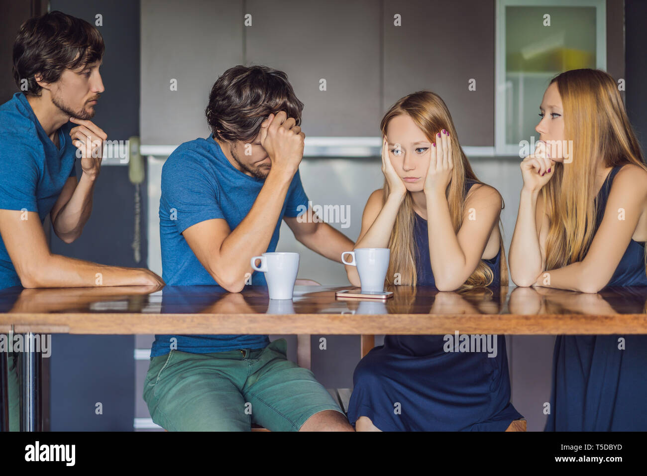 Young couple swears in the kitchen. Watch and evaluate their behavior ...