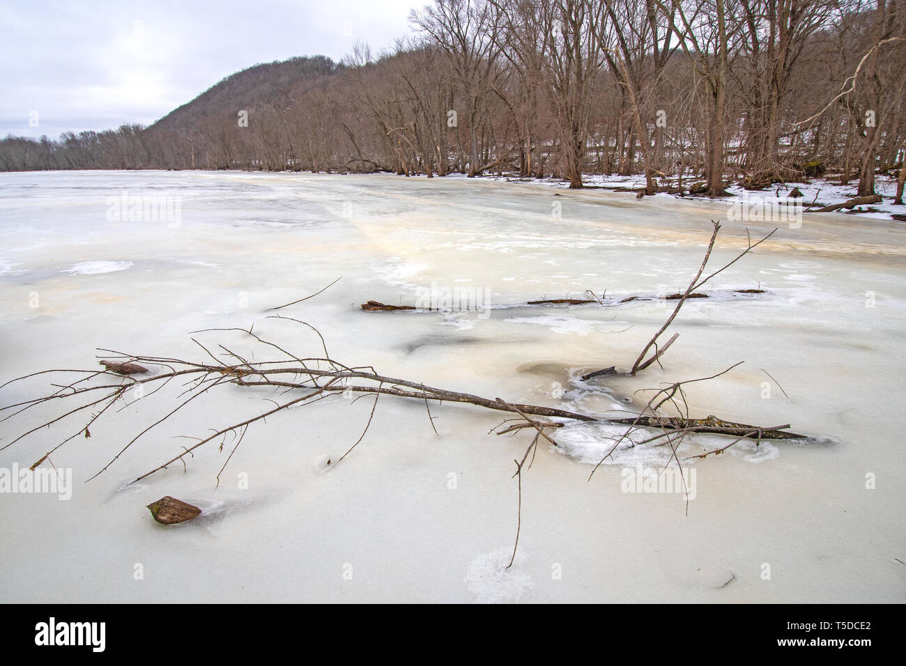 Frozen Water in a River Bayou on the Mississippi River in Wyalusing ...