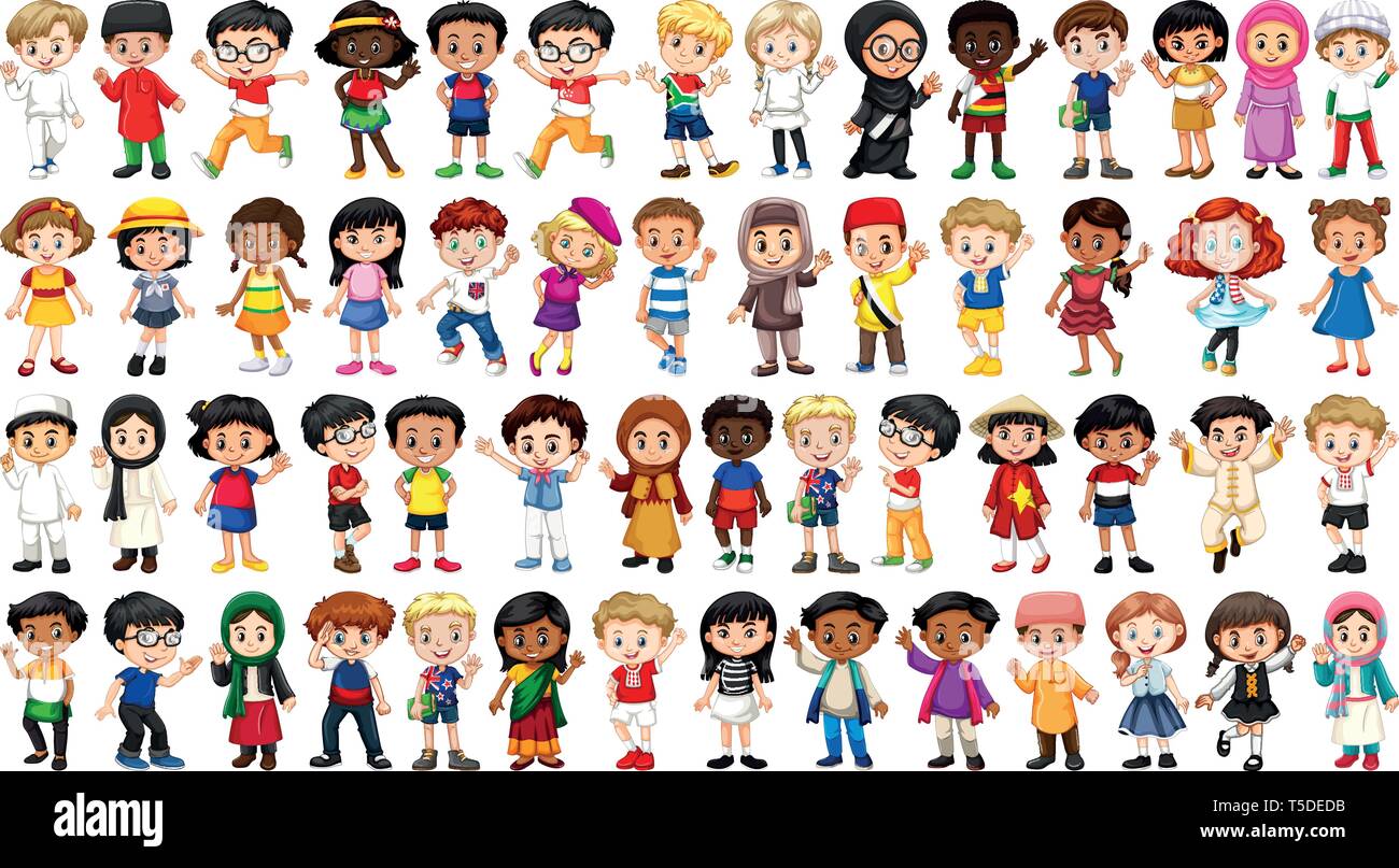 Set of international kids character illustration Stock Vector Image ...