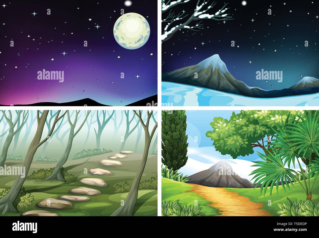 Set of nature landscape illustration Stock Vector Image & Art - Alamy