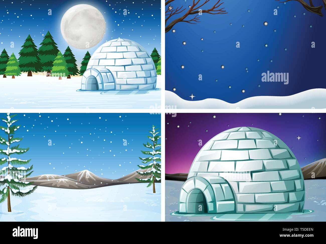 Set of winter landscape illustration Stock Vector Image & Art - Alamy