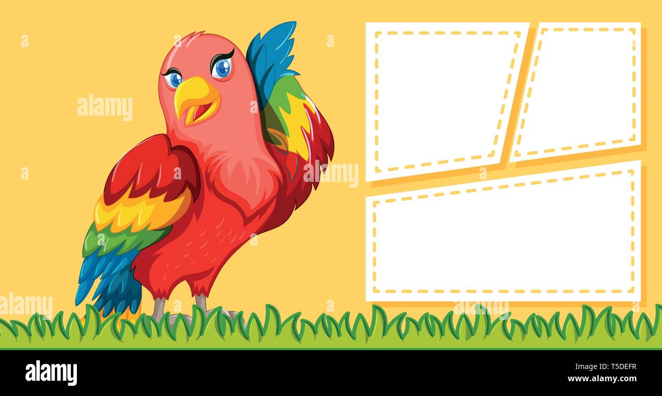 Parrot on note template illustration Stock Vector Image & Art - Alamy