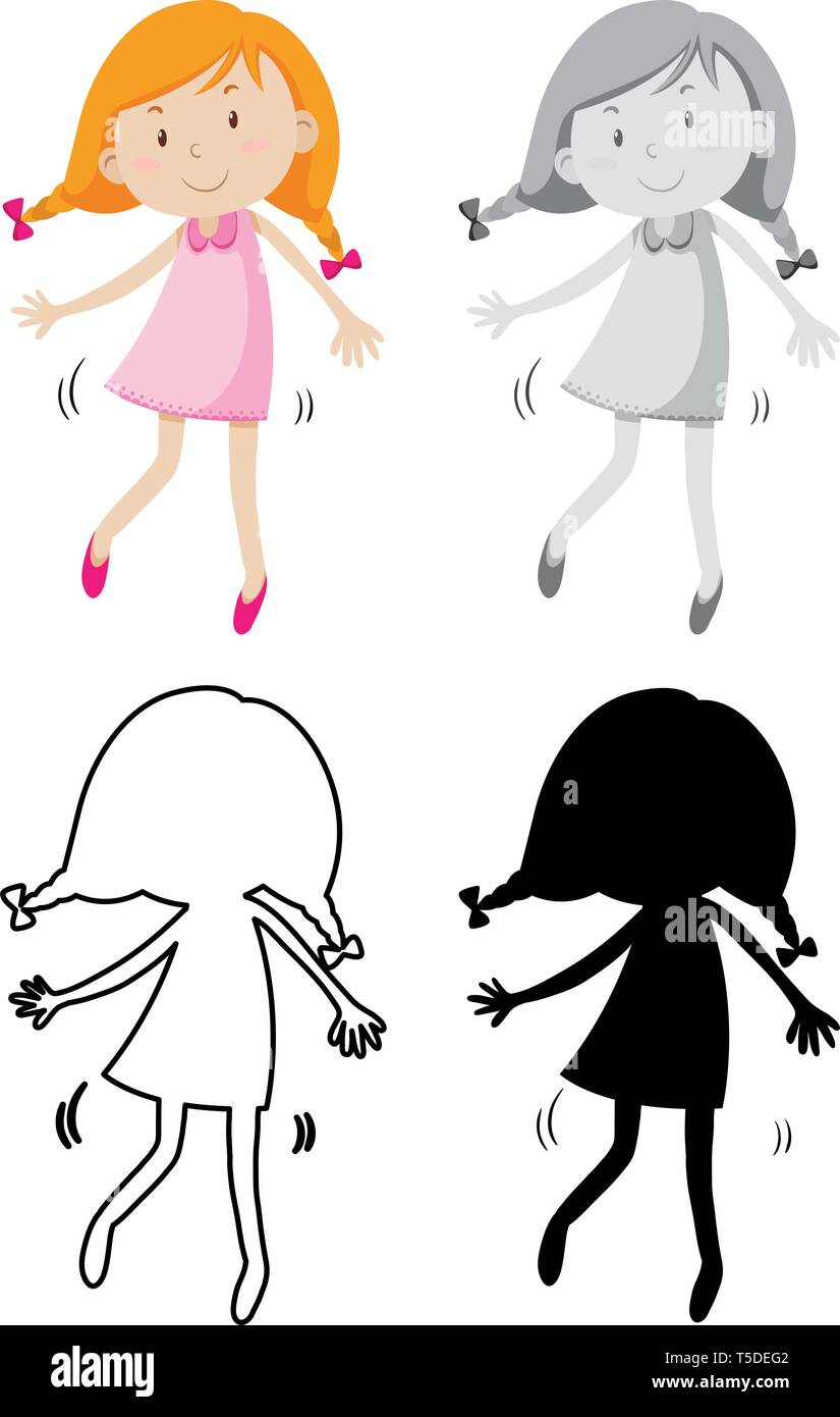 Cheerful cartoon girl simple Stock Vector Images - Alamy