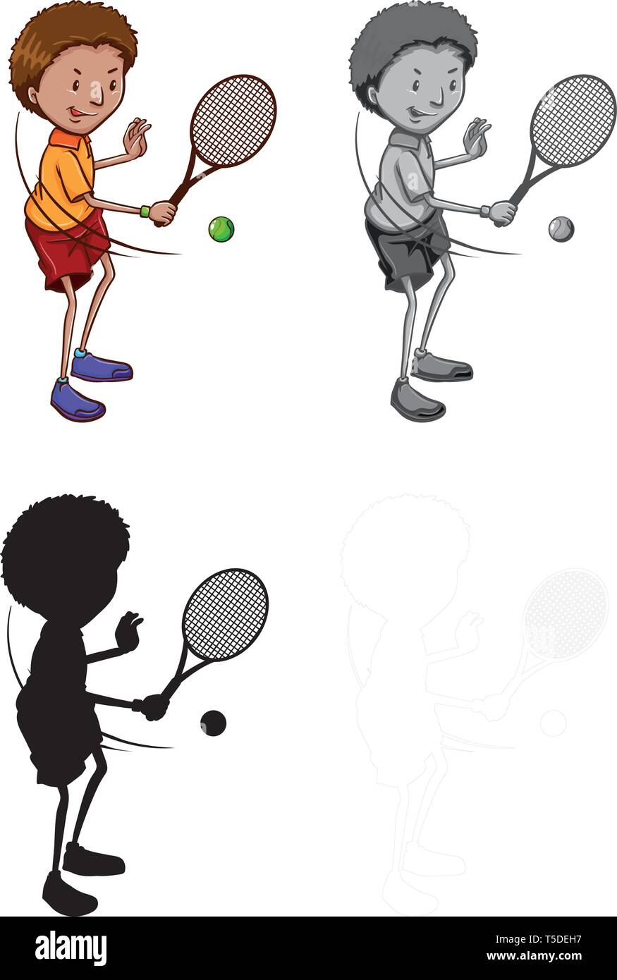 Set of tennis player character illustration Stock Vector Image & Art ...