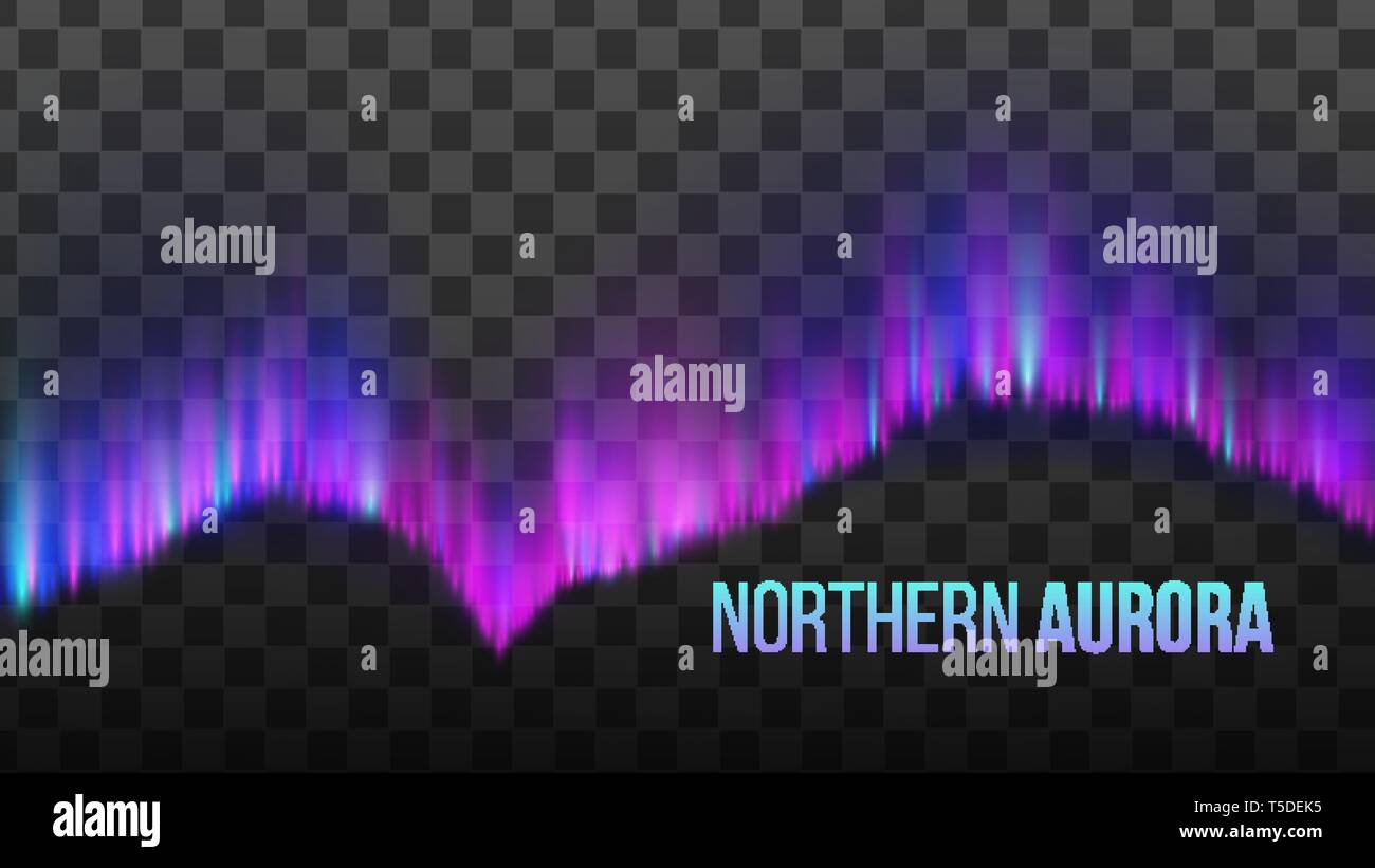 Realistic Colorful Northern Aurora Light Vector Stock Vector Image ...