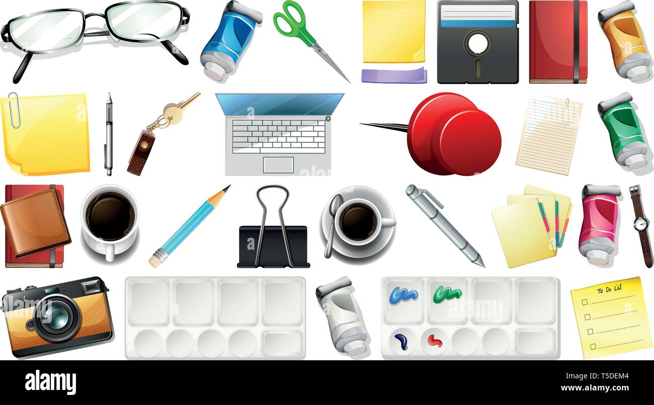 Set of stationary object illustration Stock Vector Image & Art - Alamy