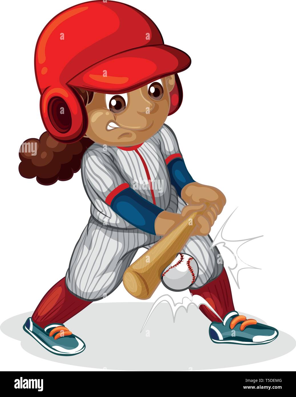 Cartoon Girl Baseball Player