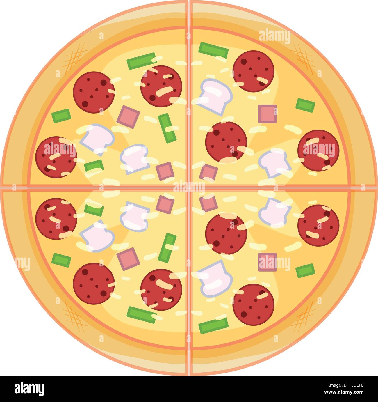 Pepperoni pizza on white background illustration Stock Vector Image ...