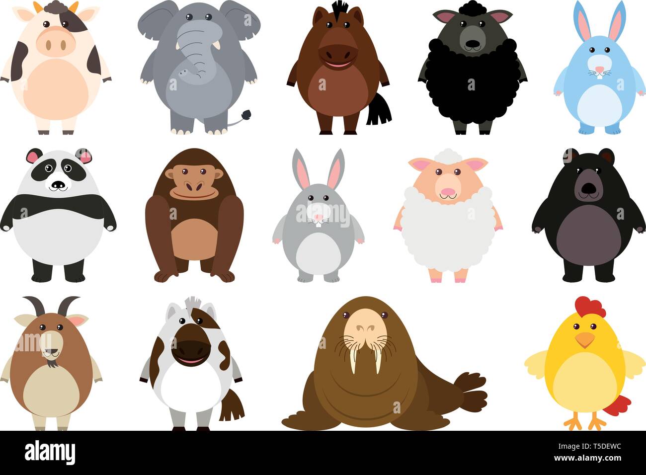 Set of cartoon animal illustration Stock Vector Image & Art - Alamy